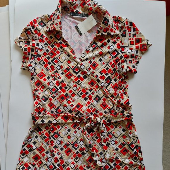 George | Tops | Fun Patterned Top With Belt Size M New | Poshmark